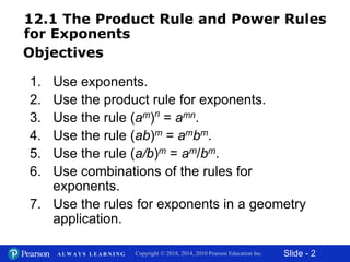 Mat 092 section 12.1 the power and product rules for exponents | PPTX ...