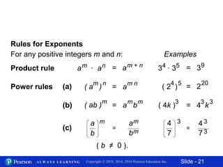 Mat 092 section 12.1 the power and product rules for exponents | PPTX