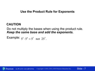 Mat 092 section 12.1 the power and product rules for exponents | PPTX