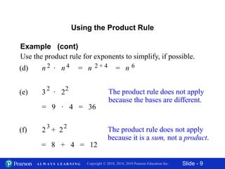 Mat 092 section 12.1 the power and product rules for exponents | PPTX ...