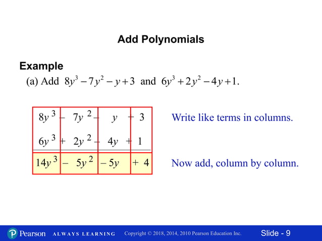Mat 092 section 12.4 adding and subtracting polynomials | PPT