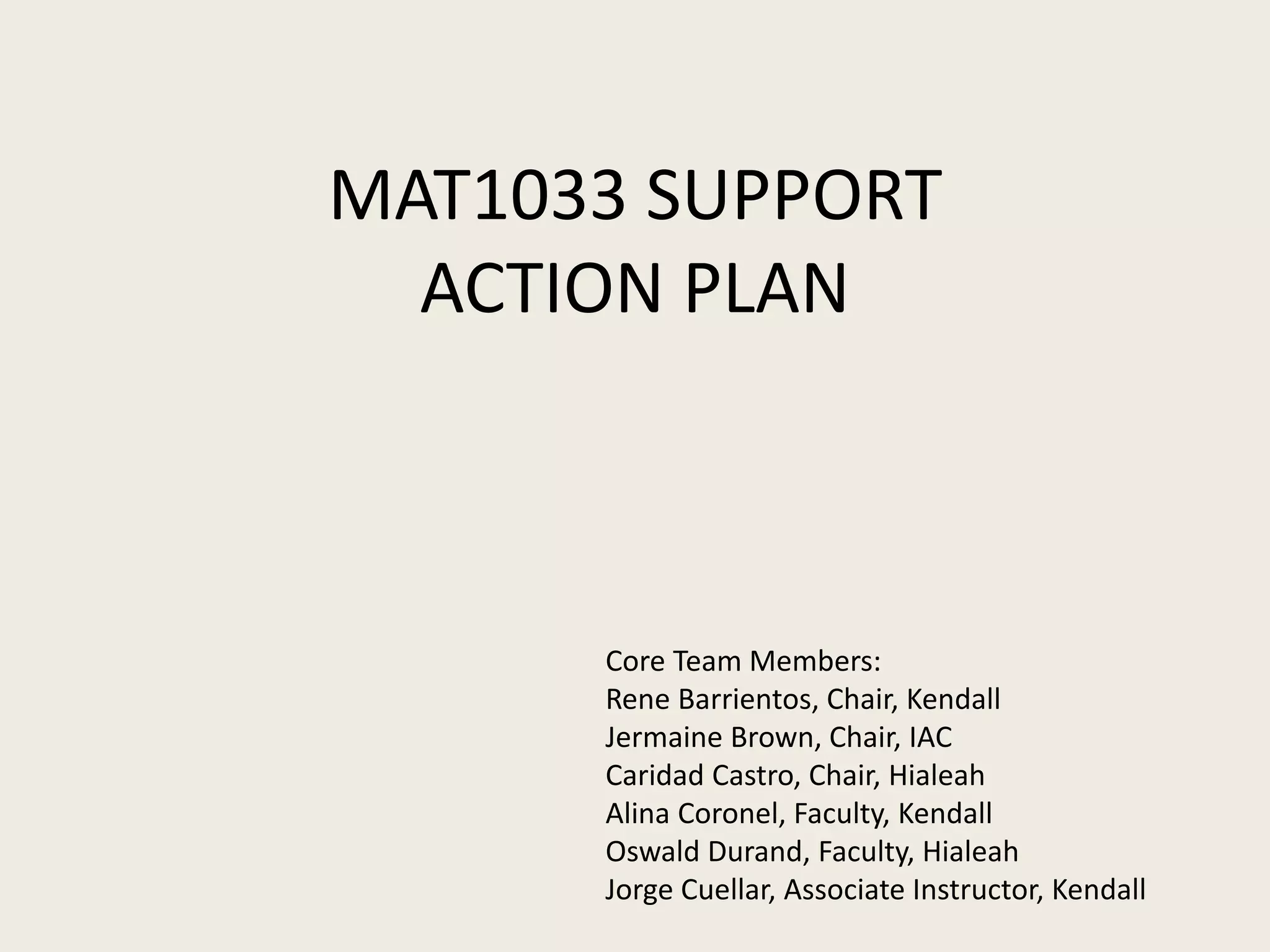 MAT1033 SUPPORT ACTION PLAN | PPT