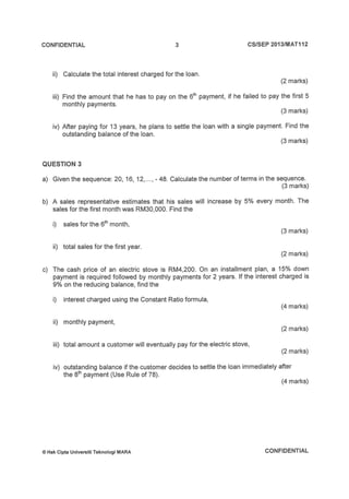 PAST YEAR MAT 112 (2013) | PDF