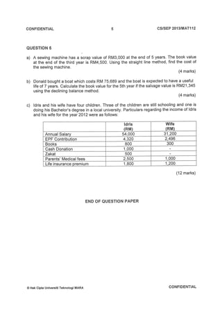 PAST YEAR MAT 112 (2013) | PDF