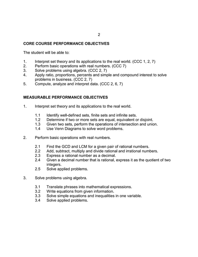 Mat120 syllabus | PDF