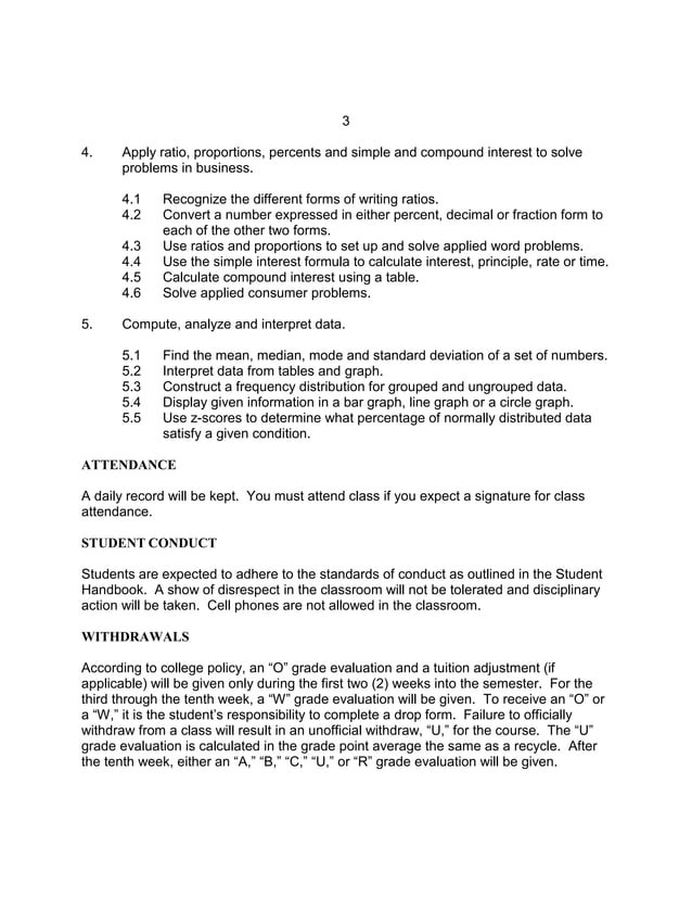 Mat120 syllabus | PDF