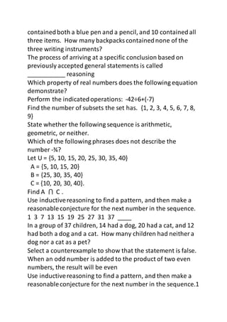 Mat 126 week 1 quiz | PDF