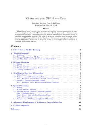 Mat189: Cluster Analysis with NBA Sports Data | PDF