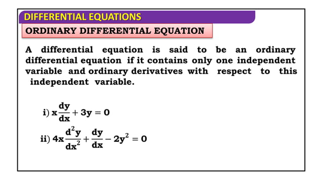 Maths differential equation ppt | PPT | Physics | Science