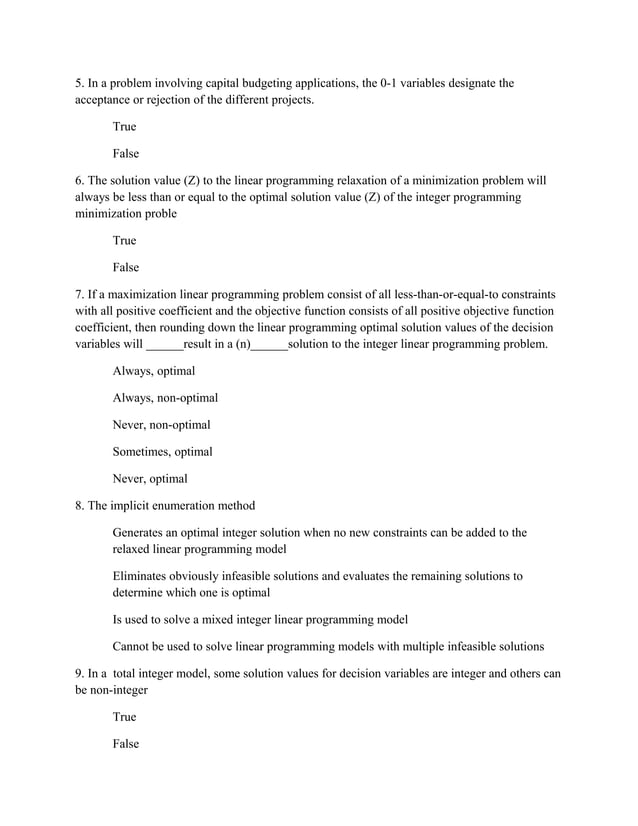 Mat 540 week 9 quiz 5 | DOC | Programming Languages | Computing