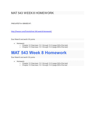 Mat 543 week 8 homework | DOCX