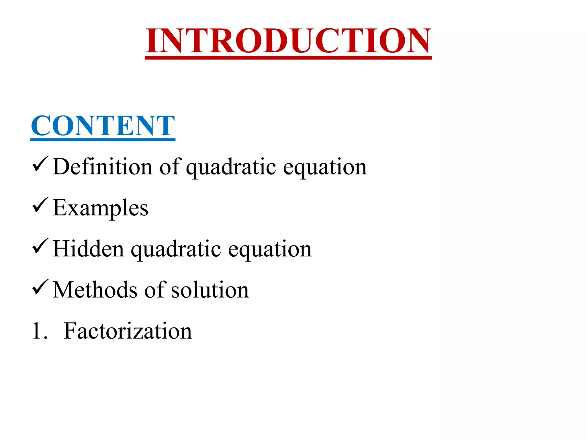 Quadratic equation slideshare | PPTX