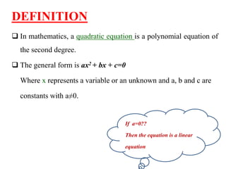 Quadratic equation slideshare | PPTX