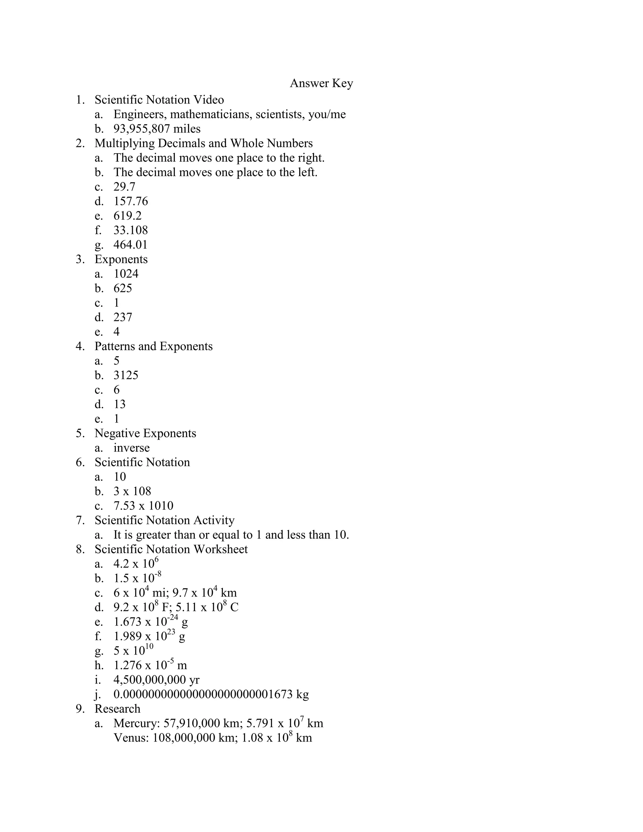 Webquest Scientific Notation | PDF