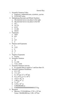 Webquest Scientific Notation | DOCX