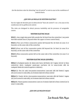 Variabilidad, Nelson yWestern Electric Rules | DOCX