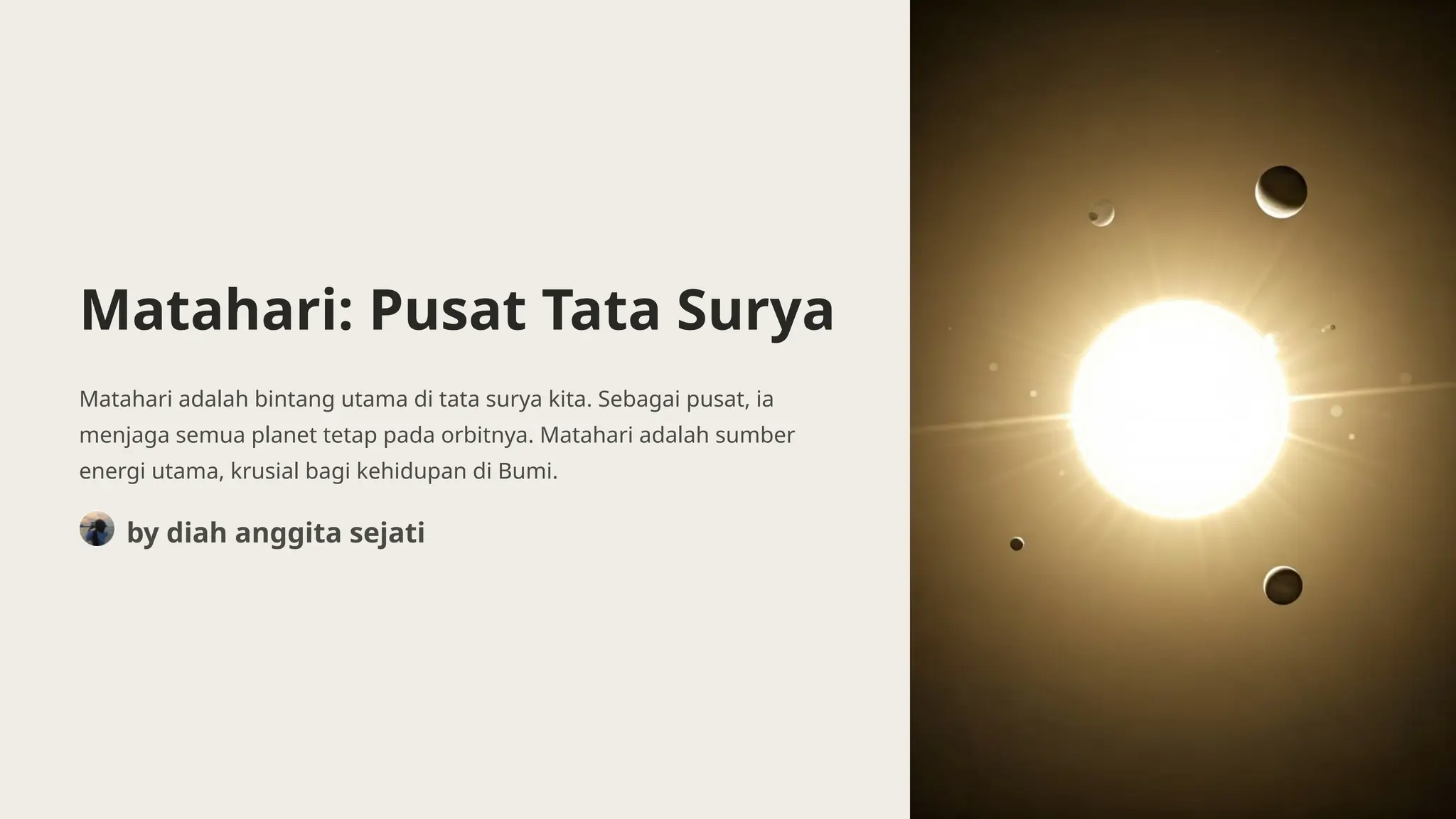 ADANYA MATAHARI MENJADI PUSAT TATA SURYA | PPTX