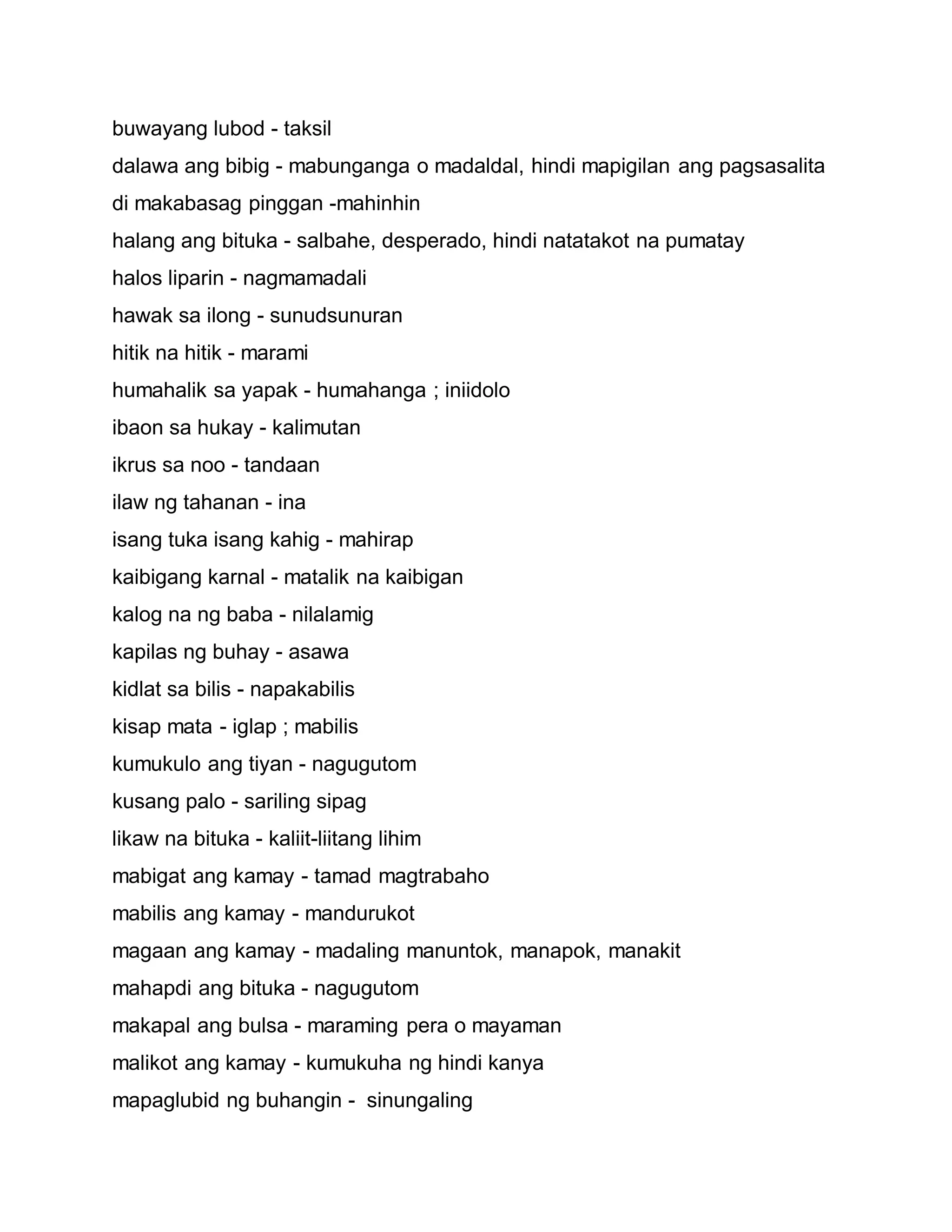 Matalinghagang salita | DOCX