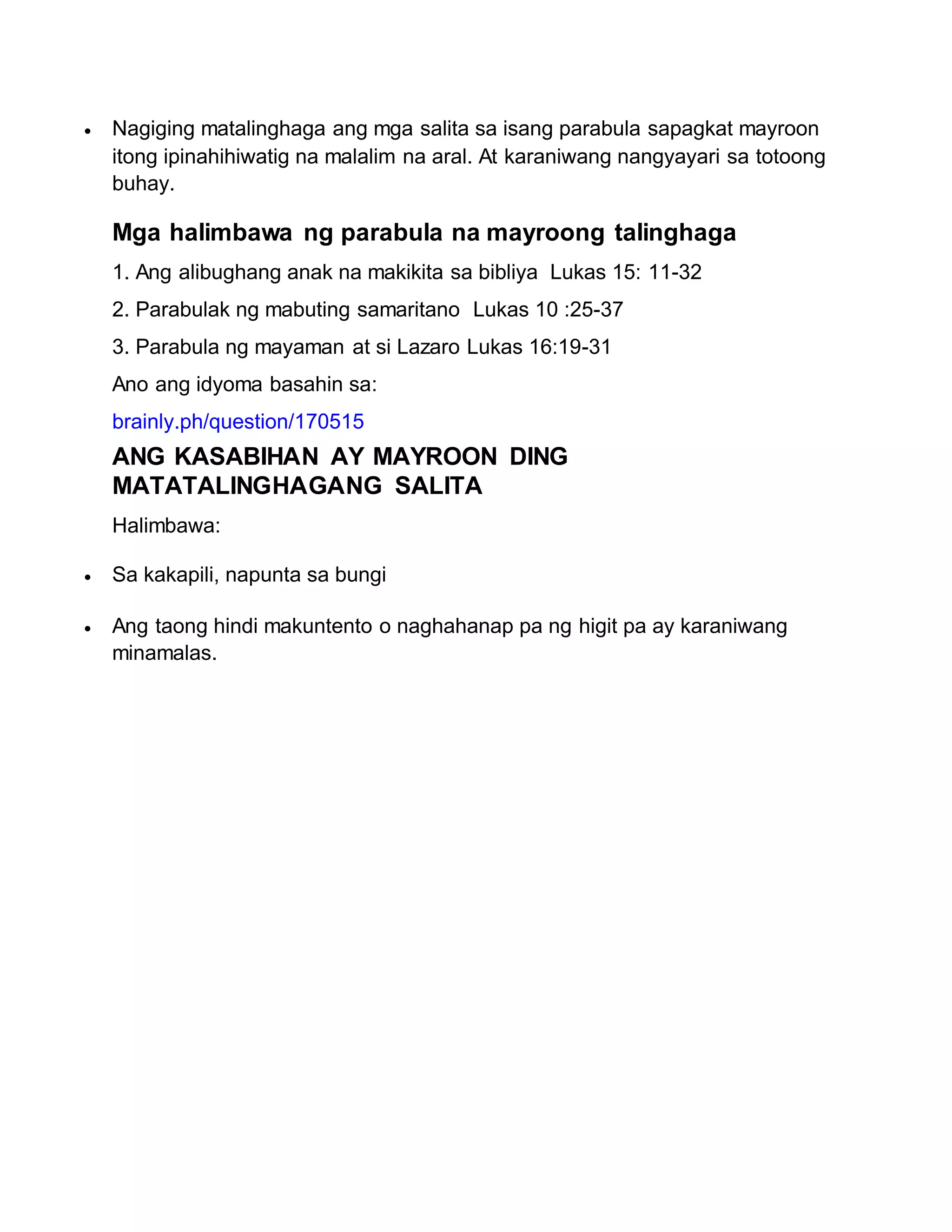 Matalinghagang salita | DOCX