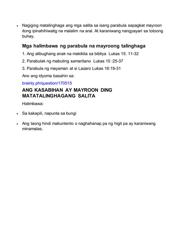 Matalinghagang salita | DOCX