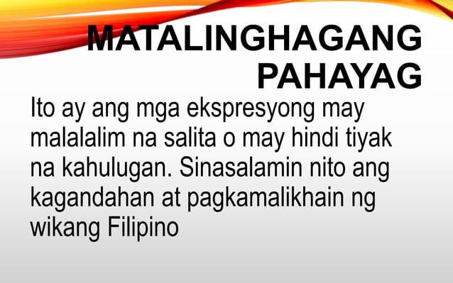 Filipino 8 Matalinghagang Pahayag | PPTX
