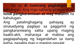 Matalinghagang mga Salita Filipino 8pptx | PPTX