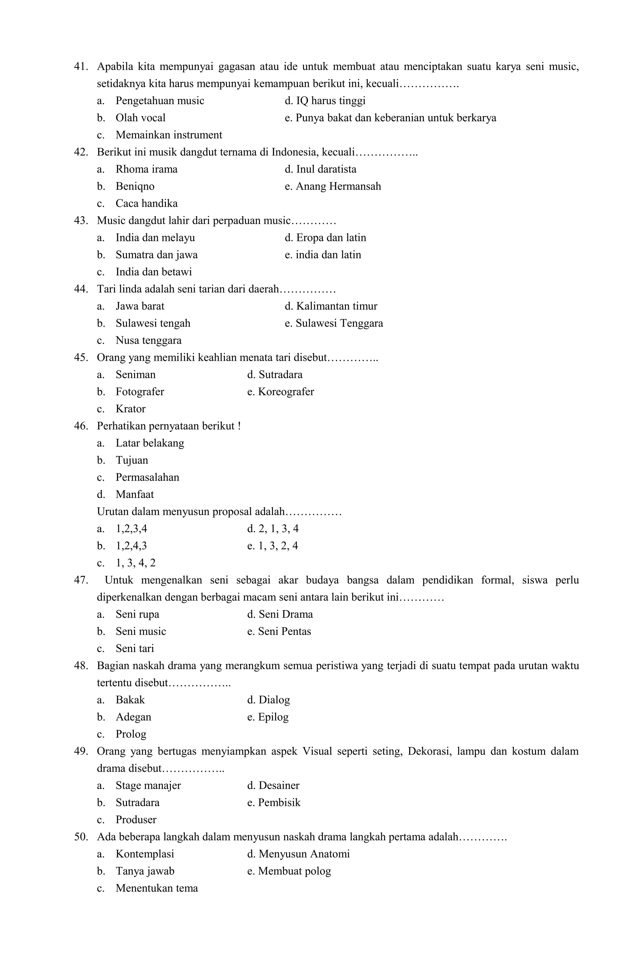 Mata pelajaran seni budaya | DOC