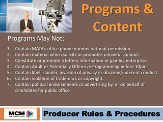 MATA Community Media Rules and Procedures | PPT