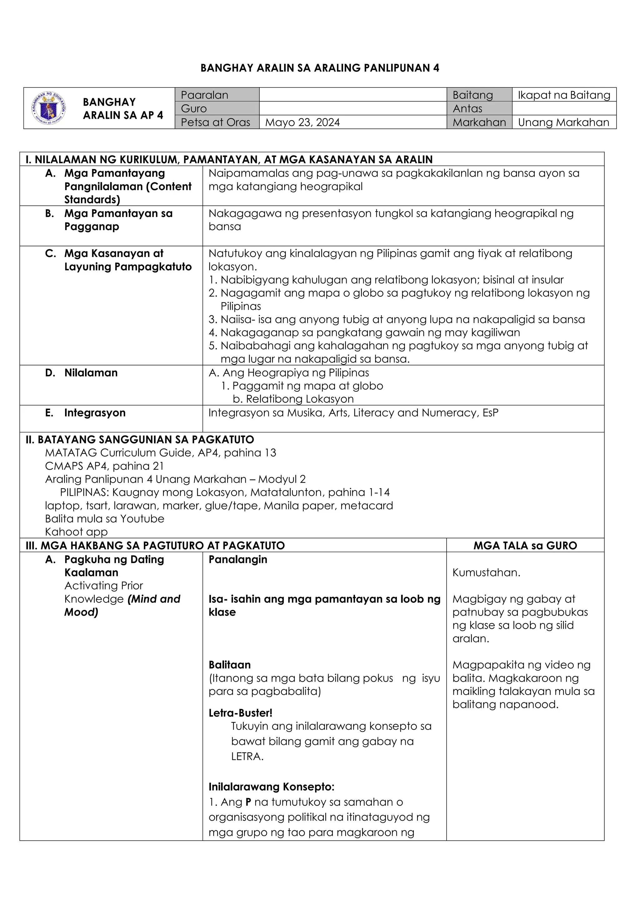 Natutukoy ang kinalalagyan ng Pilipinas.pdf