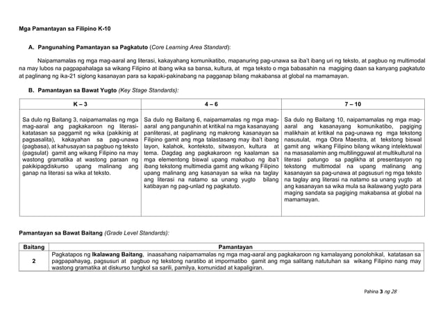MATATAG-FILIPINO-CG-Grade 4 and grade 7 2024-2025 | PDF