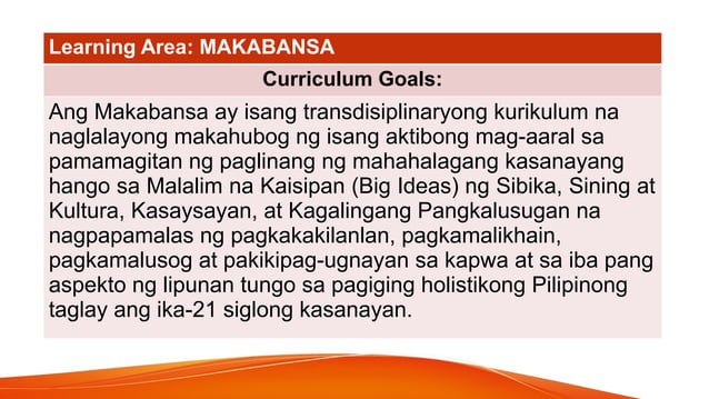 the general shape of matatag curriculum. | PPTX