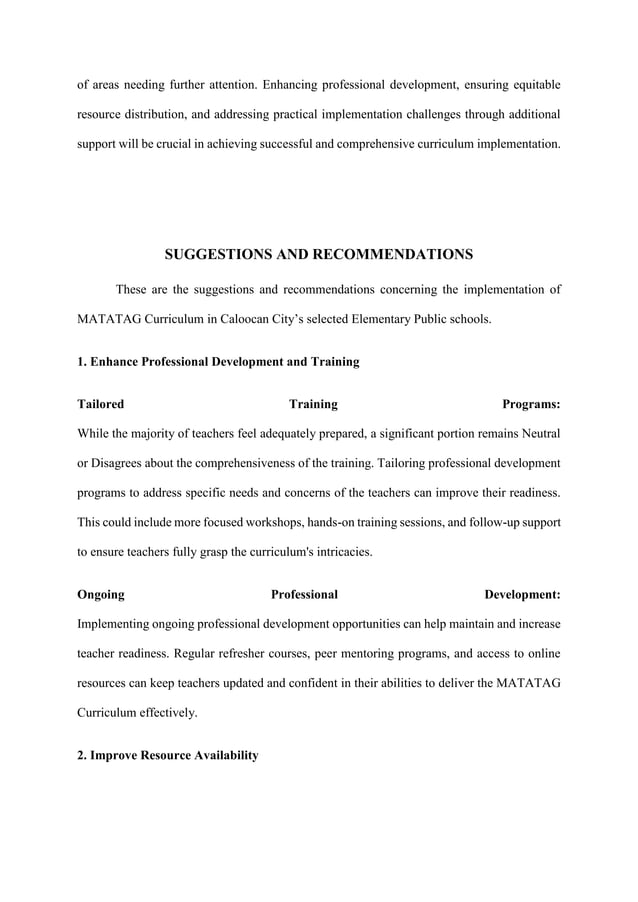 MATATAG CURRICULUM: ASSESSING THE READINESS OF ELEM. PUBLIC SCHOOL TEACHERS IN CALOOCAN CITY_NTC ...