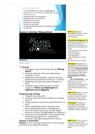 MATATAG Detailed Lesson Plan - 4th Quarter - Sektor ng Paglilingkod ...