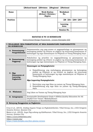 MATATAG LESSON PLAN IN ARALING PANLIPUNAN 7 | DOCX