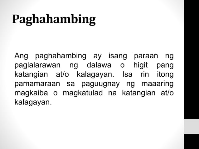 Matatalinhaga, eupimismo at paghahambing | PPTX