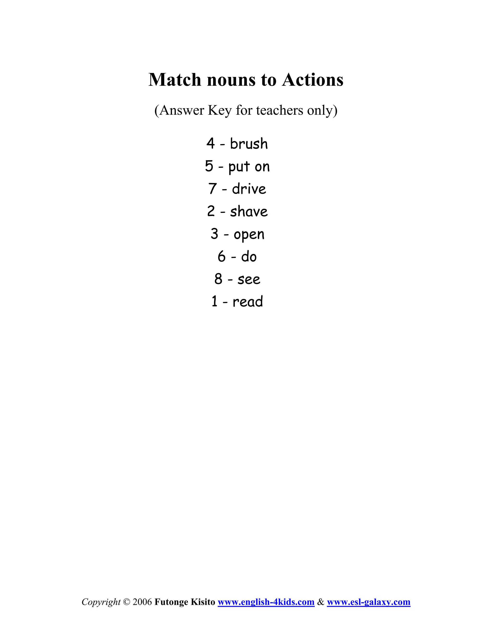 Match actions to nouns | PDF