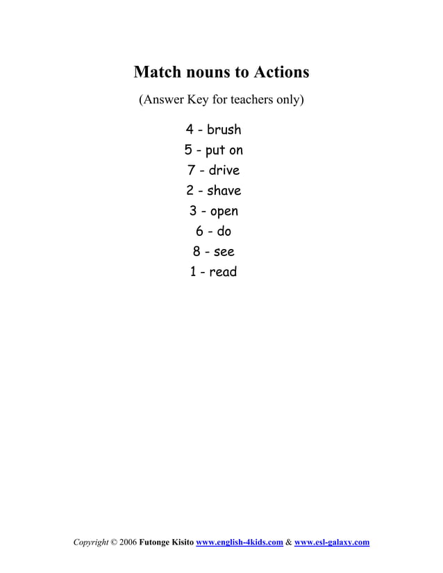 Match actions to nouns | PDF