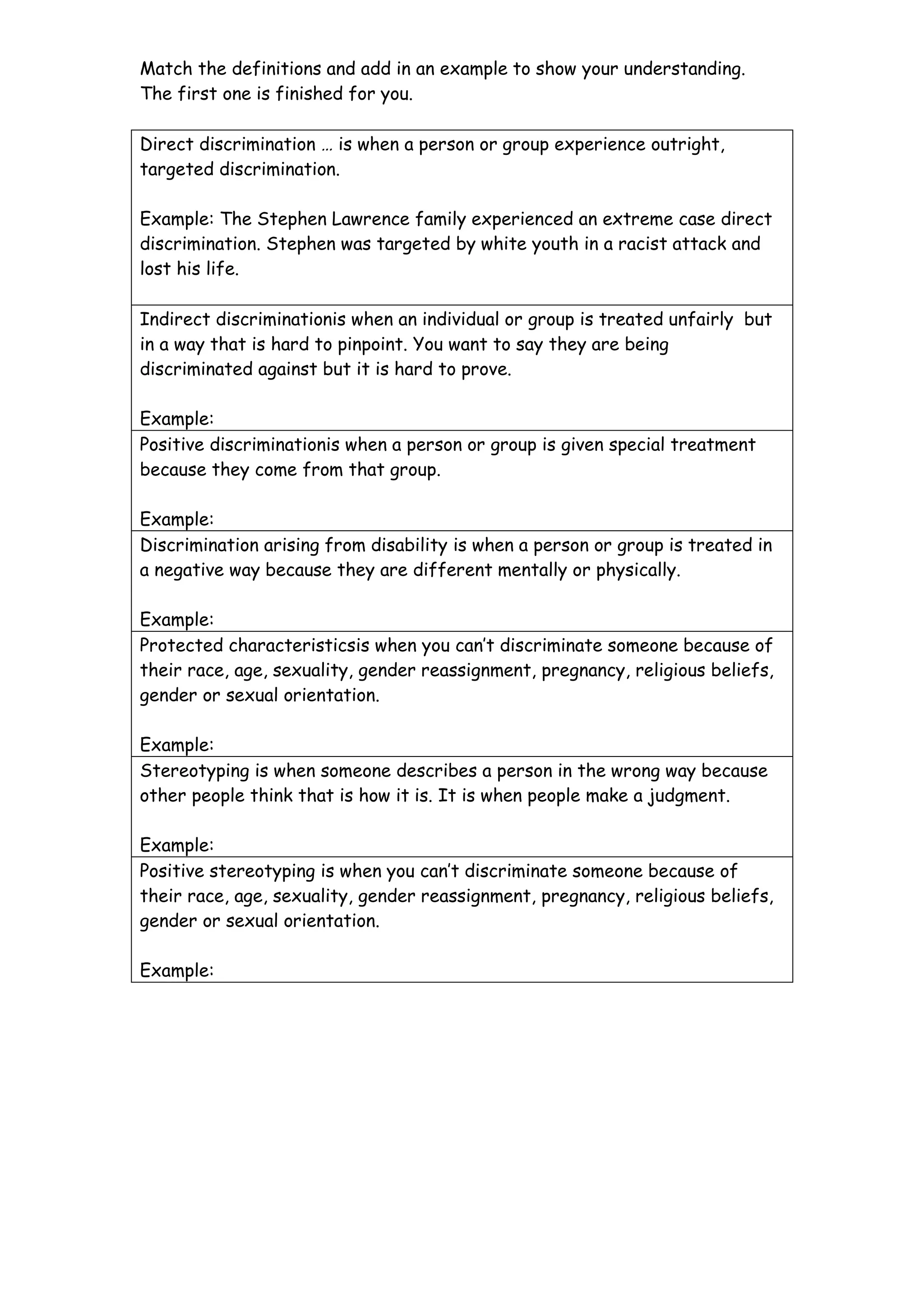 Match definitions and examples | DOCX
