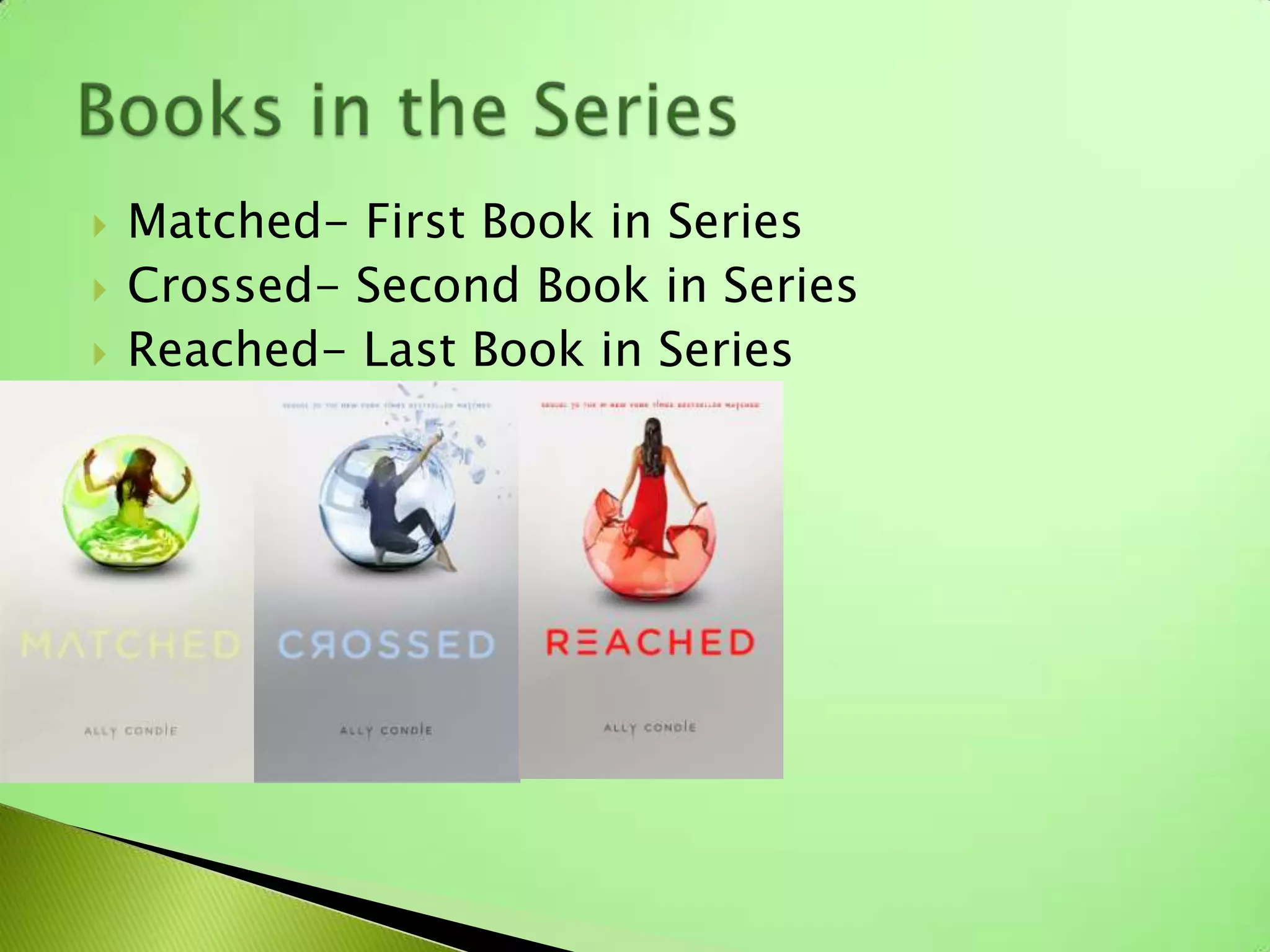 End of Book Project- 3 book projects in one for the series Matched | PPT