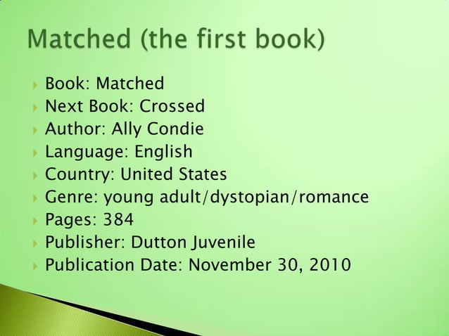 End of Book Project- 3 book projects in one for the series Matched | PPT