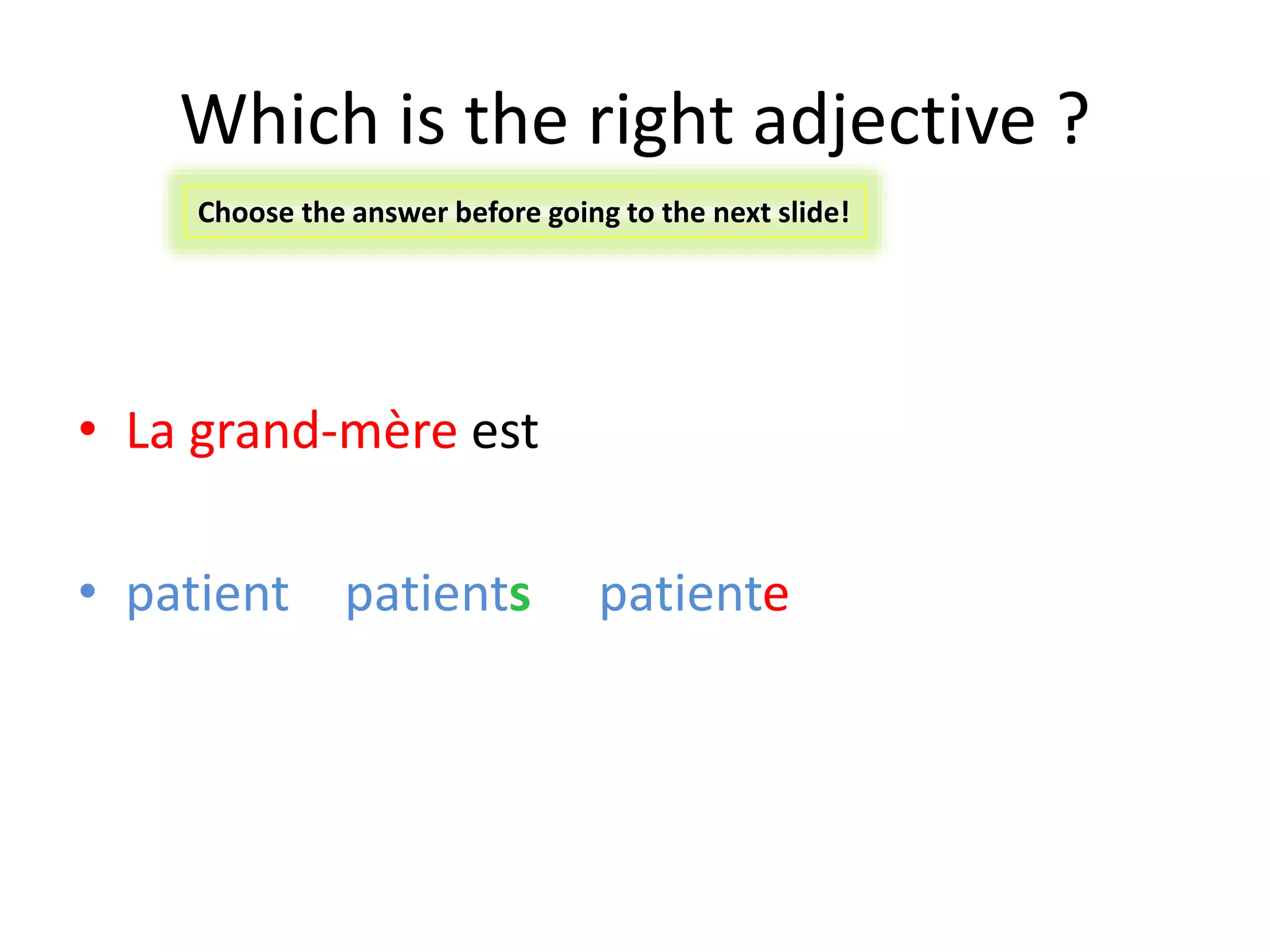 Matching adjectives to nouns less adjectives | PPSX