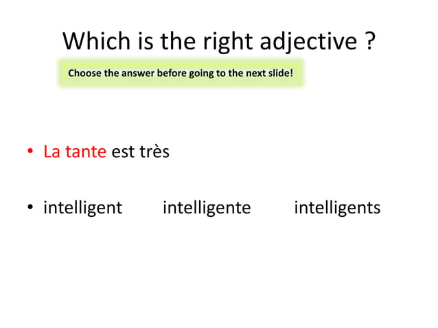 Matching adjectives to nouns less adjectives | PPT