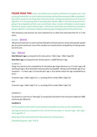 Matching algorithm for online dating | PDF