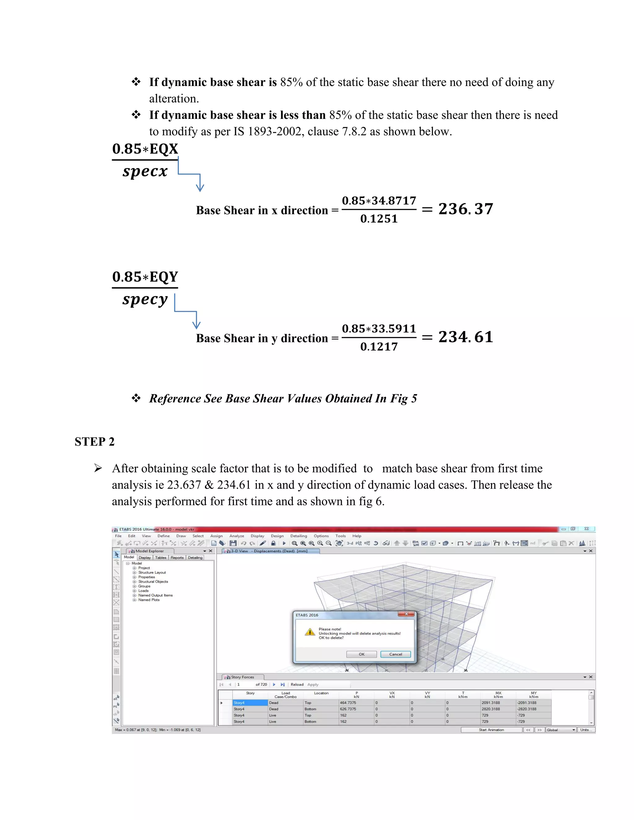 Matching base shear in Etabs 2016 | PDF