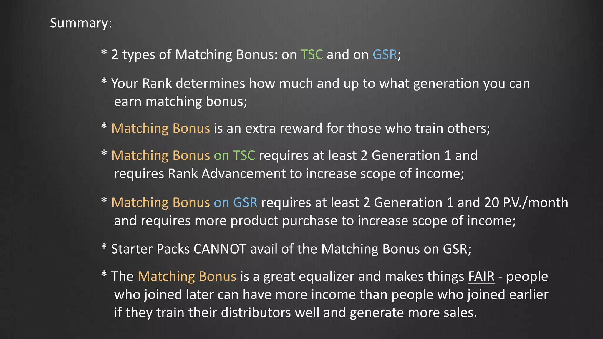 Matching Bonus | PPT