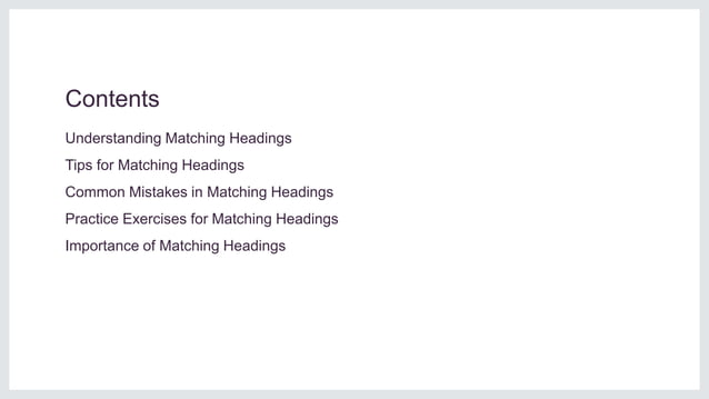 Matching heading.pptxggguuytyuuuuuy6uyyy | PPT