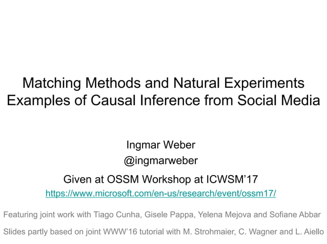 Matching Methods and Natural Experiments - Examples of Causal Inference ...