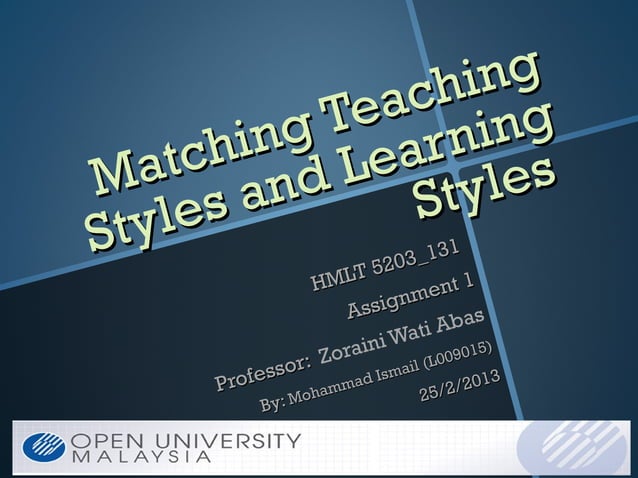 Matching teaching styles and learning styles hmlt 5203 131_assignment_1 | PPT | Education