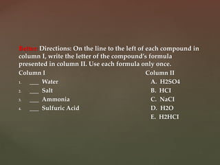 Matching test items | PPTX