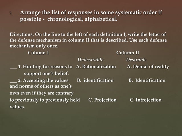 Matching test items | PPTX